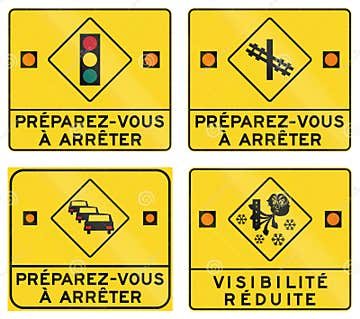 Warning Signs in Quebec - Canada Stock Illustration - Illustration of ...