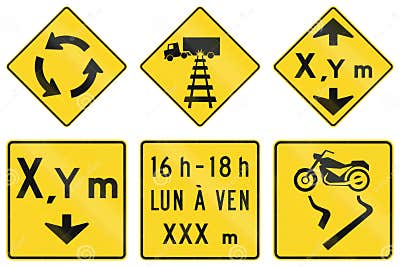 Warning Signs in Quebec - Canada Stock Illustration - Illustration of ...