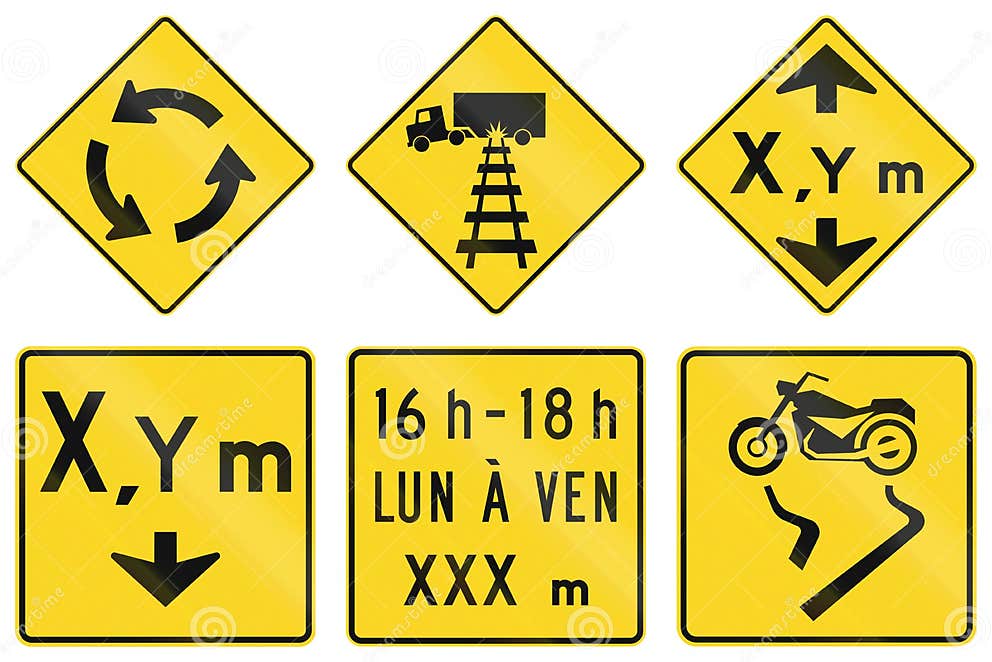 Warning Signs in Quebec - Canada Stock Illustration - Illustration of ...
