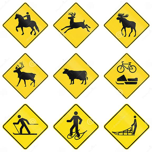 Warning Signs in Quebec - Canada Stock Illustration - Illustration of ...