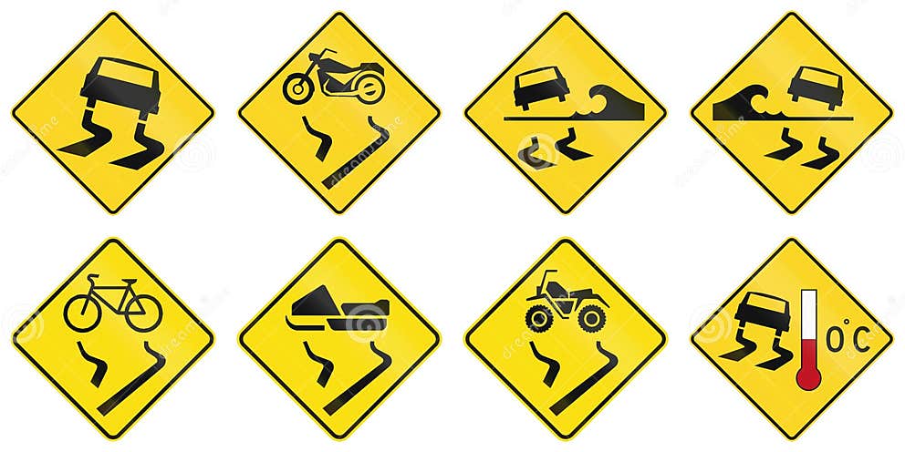Warning Signs in Quebec - Canada Stock Illustration - Illustration of ...