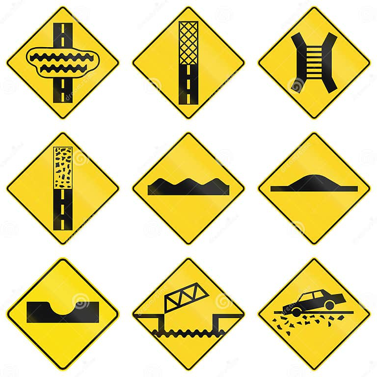Warning Signs in Quebec - Canada Stock Illustration - Illustration of ...