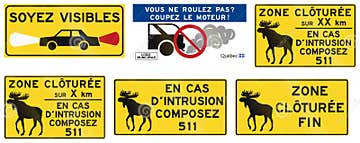 Warning Signs in Quebec - Canada Stock Illustration - Illustration of ...