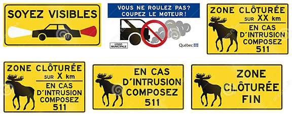 Warning Signs in Quebec - Canada Stock Illustration - Illustration of ...