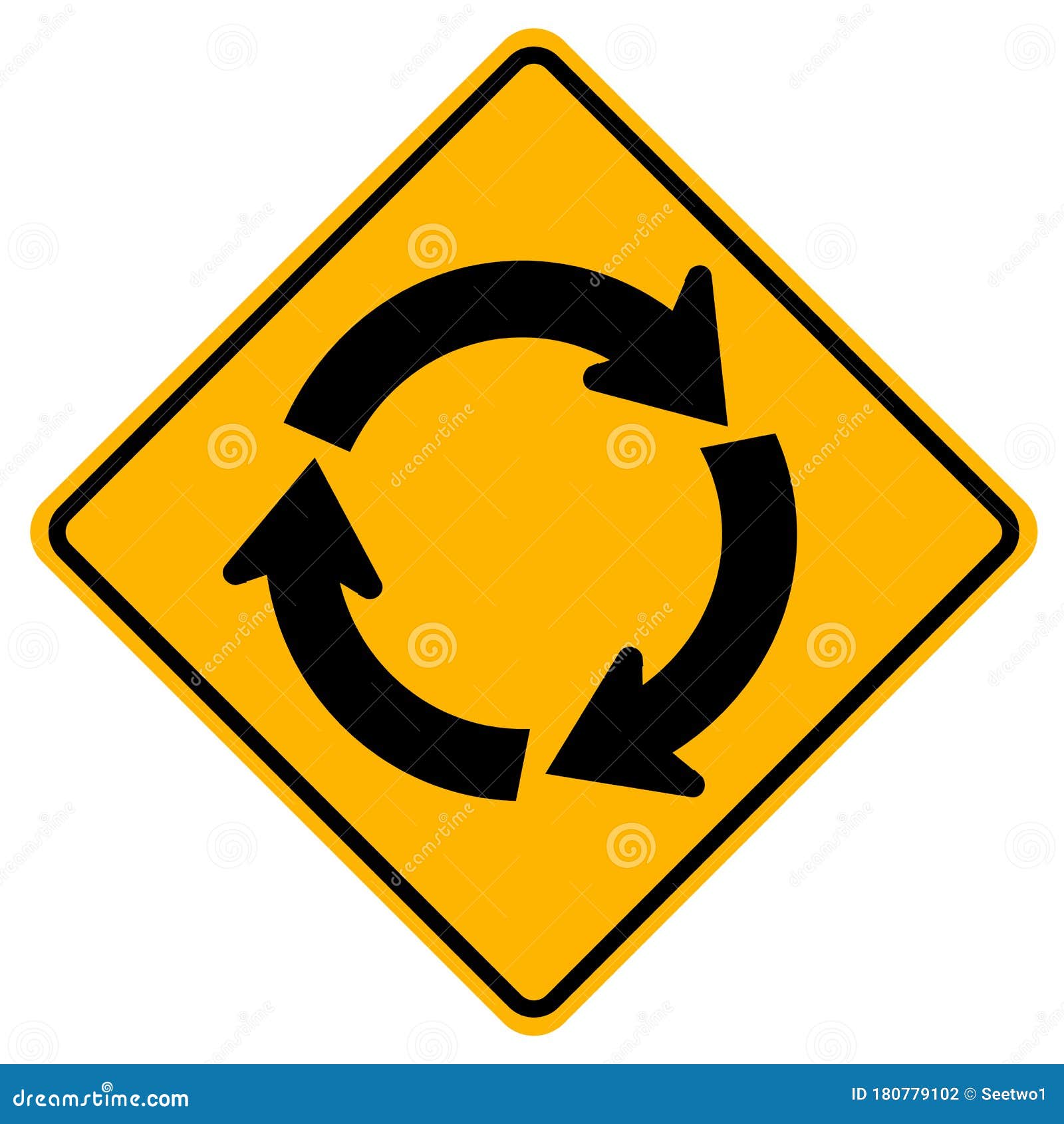 Roundabout Ahead Sign On Transparent Background Vector Illustration ...