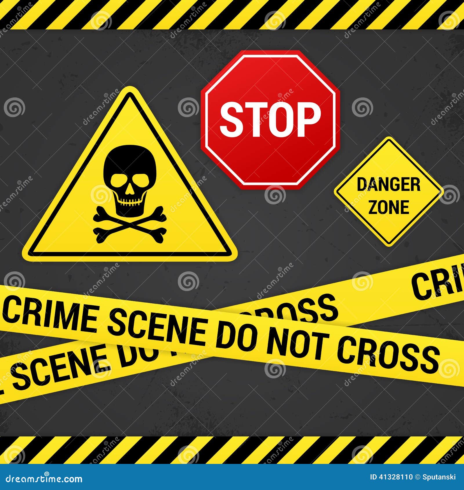 Warning Signs on Rusty Background Stock Illustration - Illustration of ...