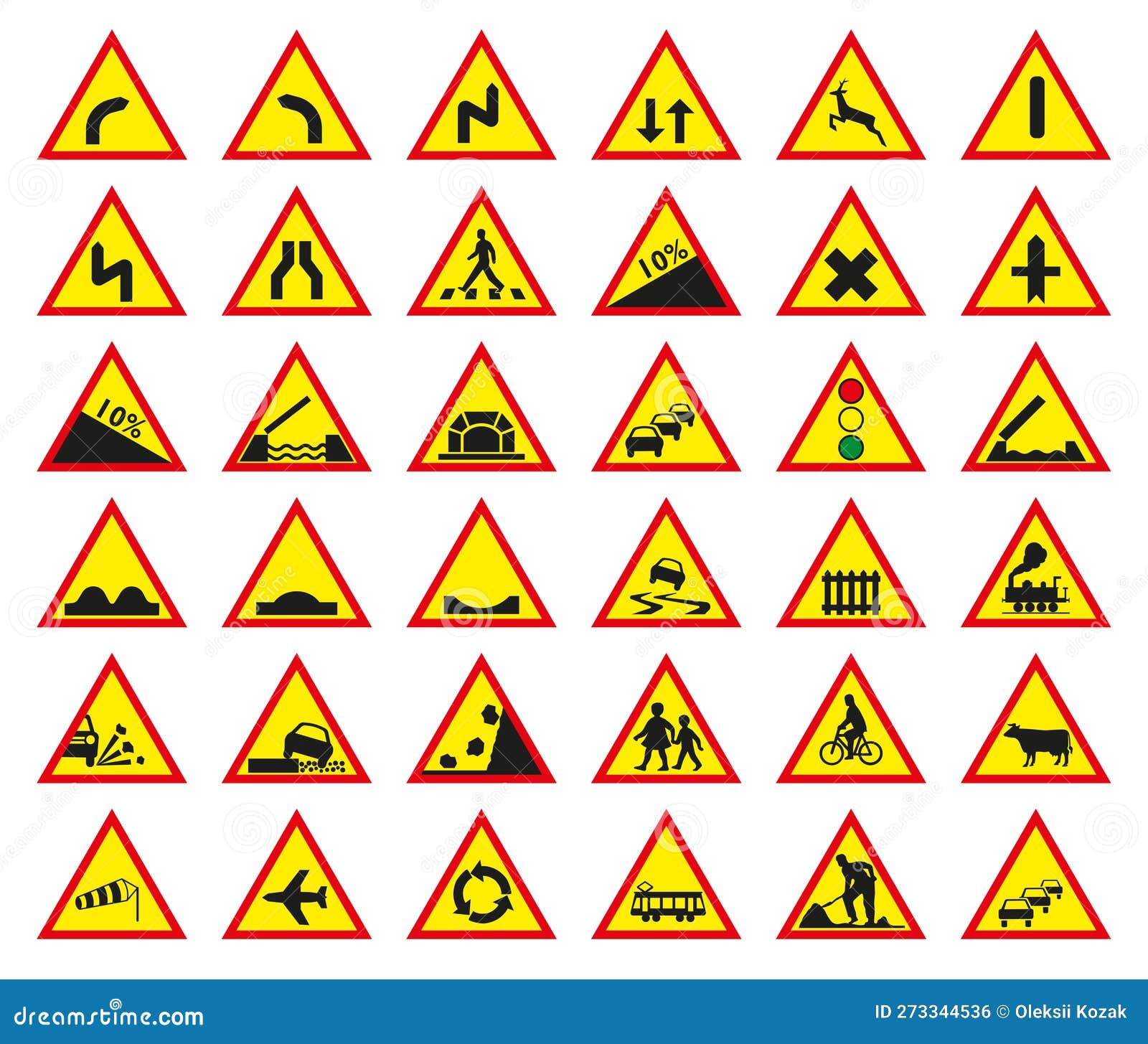 Warning Signs Showing the Direction of Traffic. Vector Graphics Stock ...