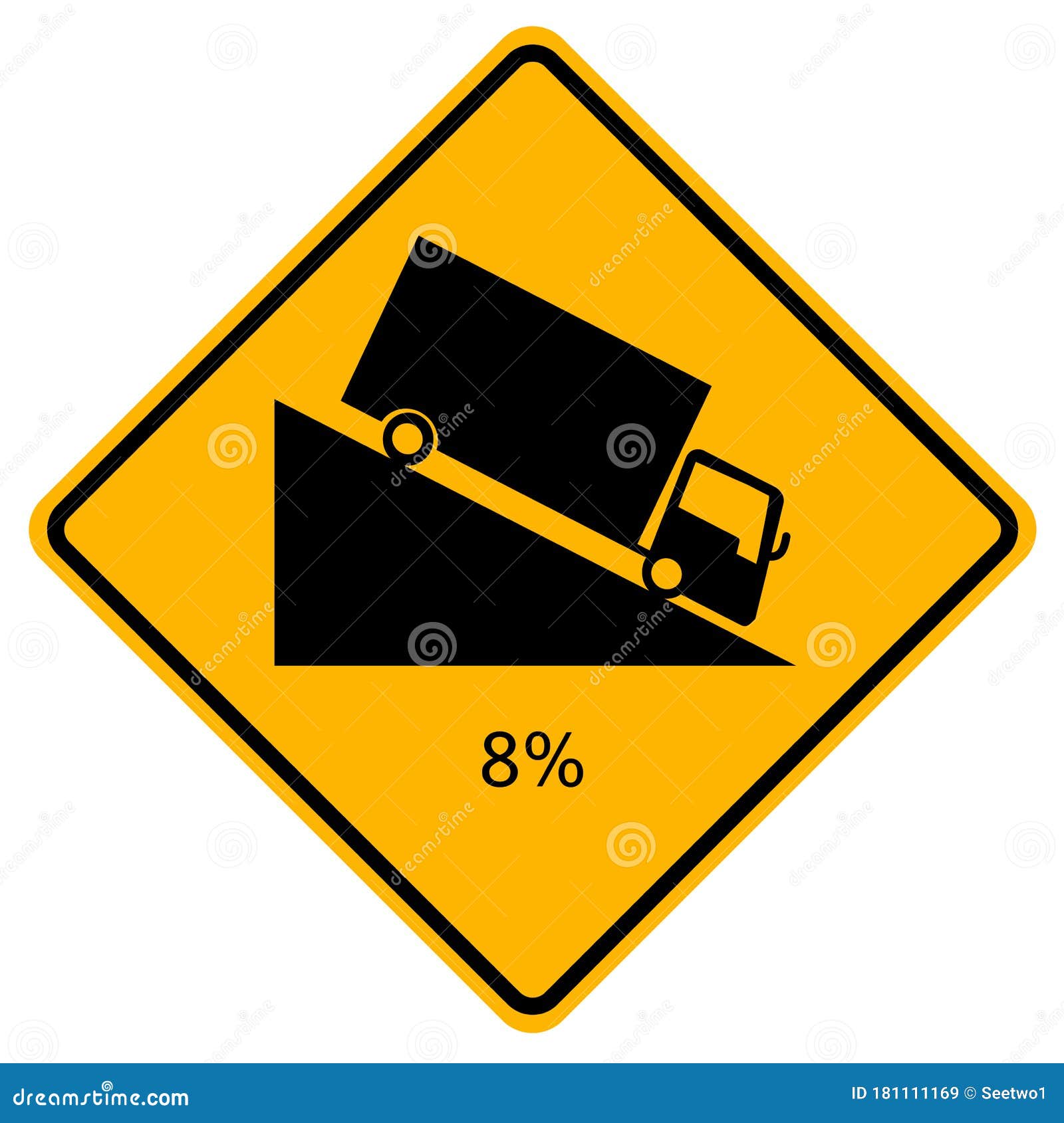 Steep Descent Road Sign Vector Illustration | CartoonDealer.com #210845638