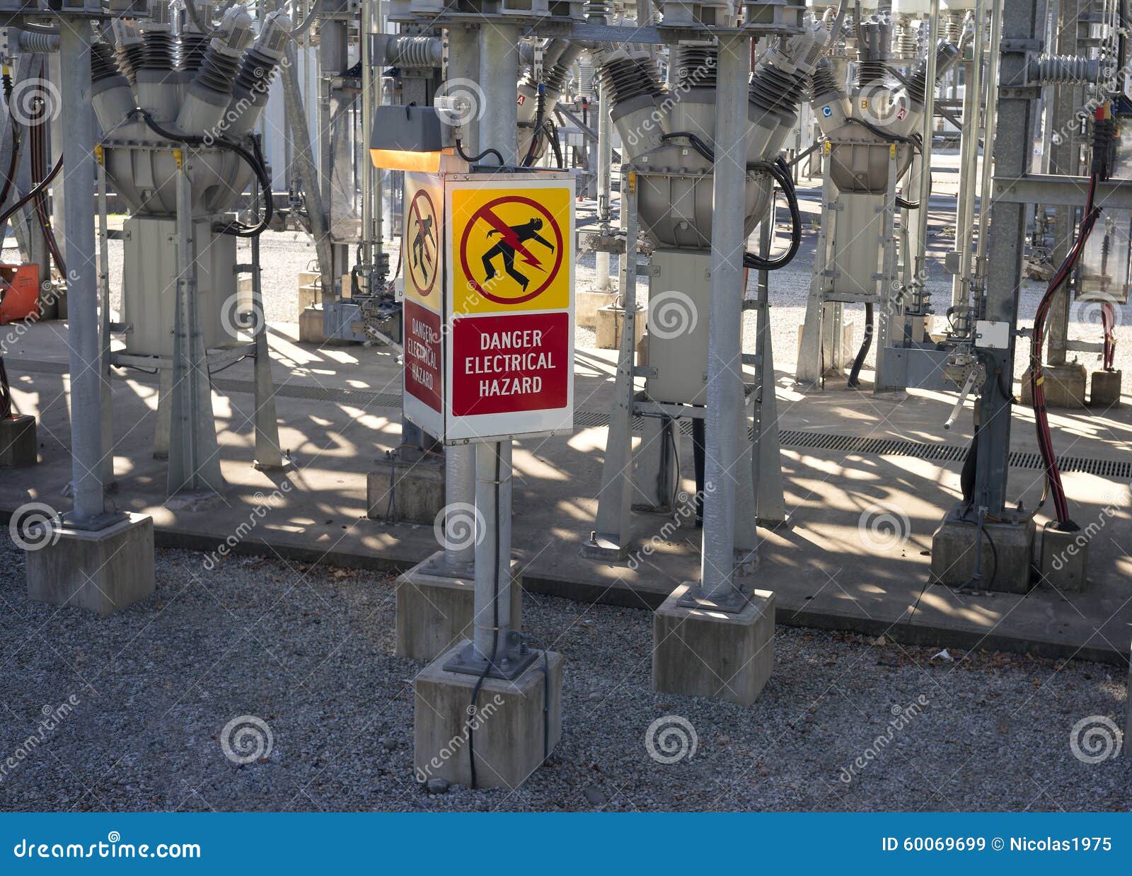 Warning Sing at the Substation Stock Image - Image of cable, power ...