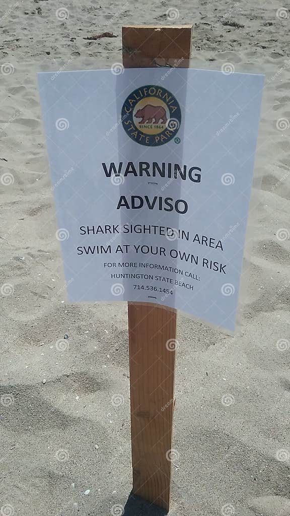 Warning sing editorial stock photo. Image of beach, shark - 153674143