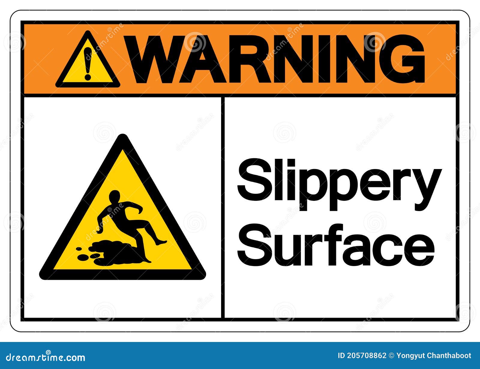Warning Slippery Surface Symbol, Vector Illustration, Isolate White ...