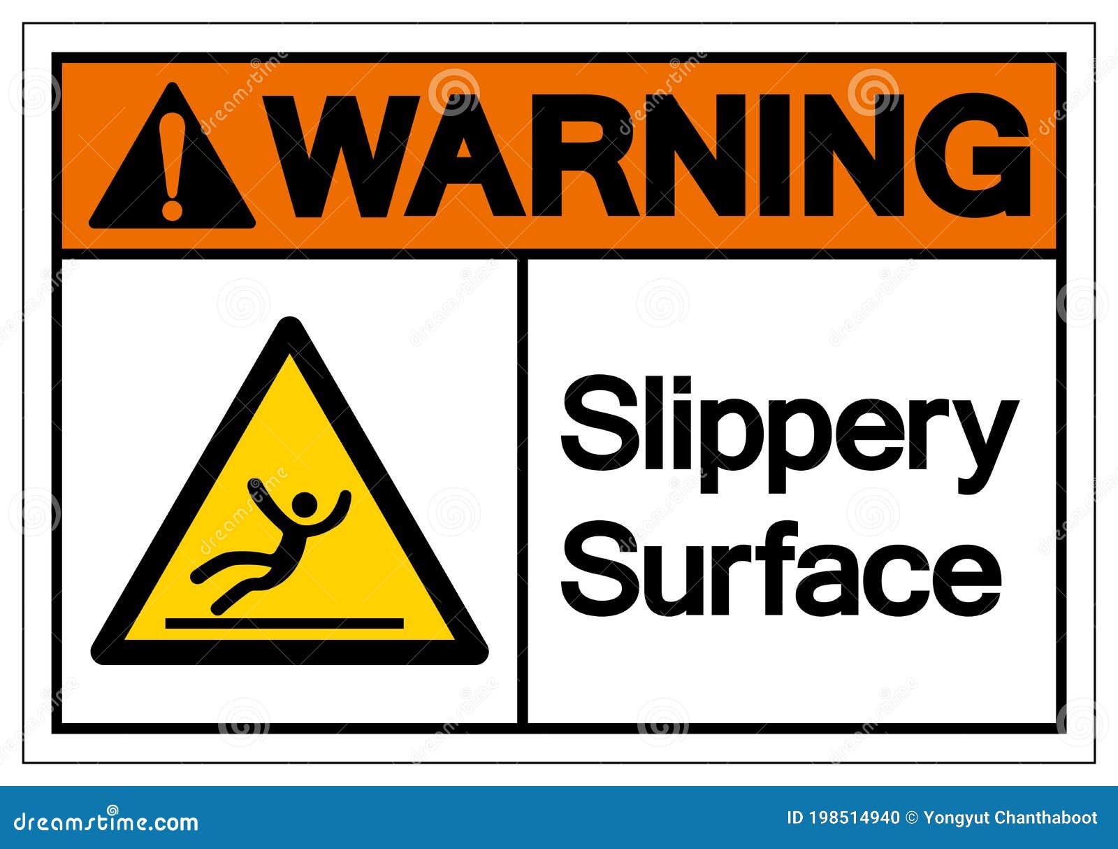 Warning Slippery Surface Symbol, Vector Illustration, Isolated on White ...