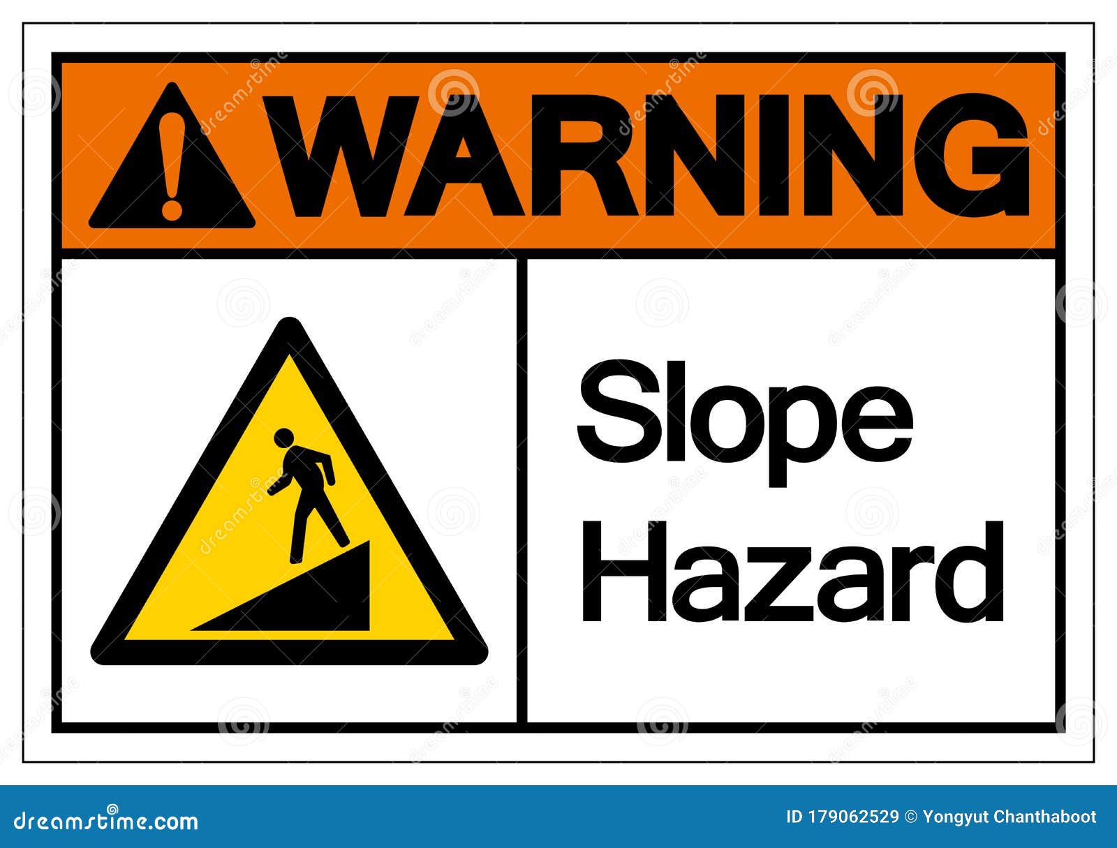 Warning Slope Hazard Symbol Sign,Vector Illustration, Isolate on White ...
