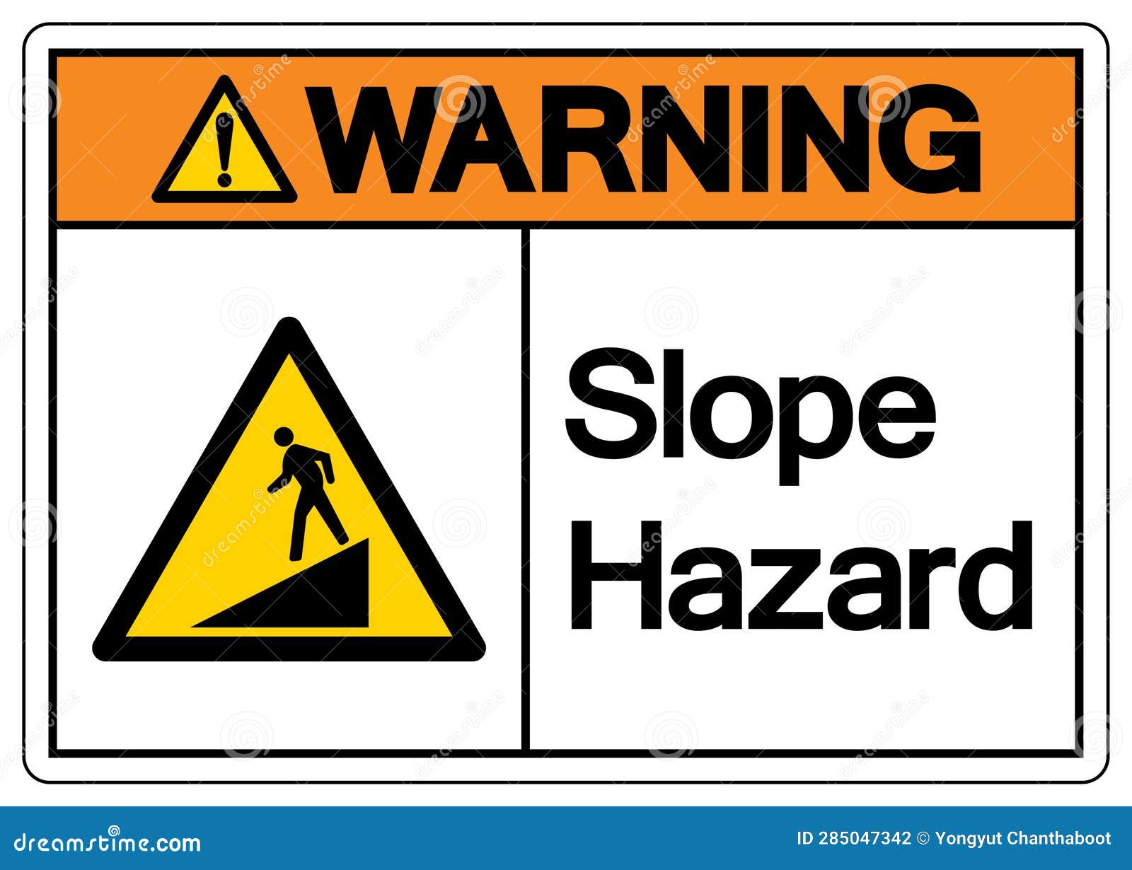 Warning Slope Hazard Symbol Sign,Vector Illustration, Isolate on White ...