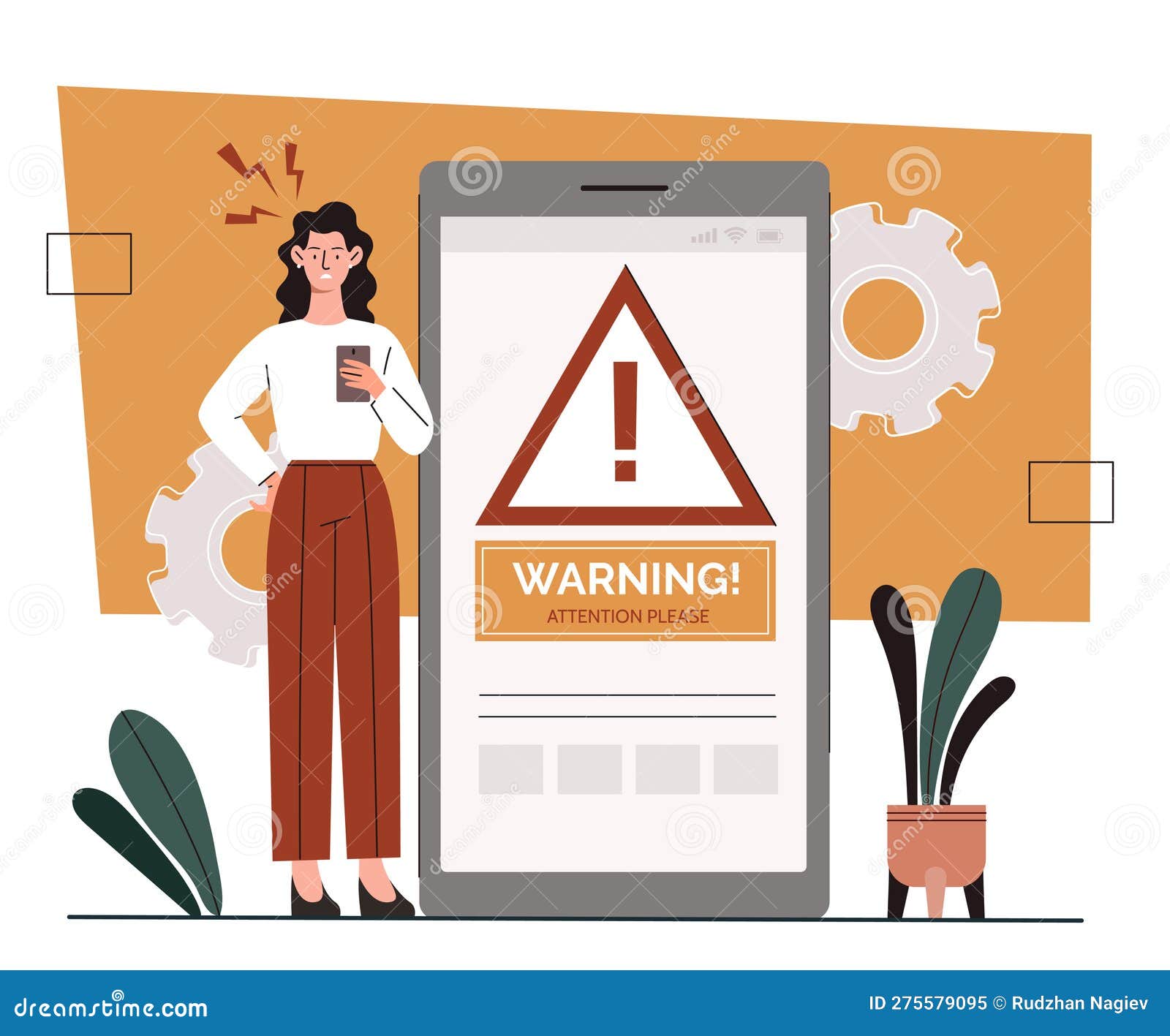 Warning at Smartphone Screen Stock Vector - Illustration of ...