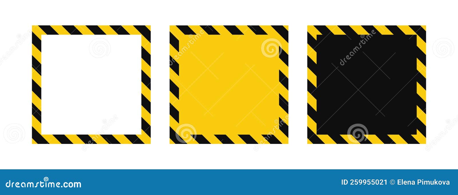 Warning Square Frame With Yellow And Black Diagonal Stripes. Rectangle ...