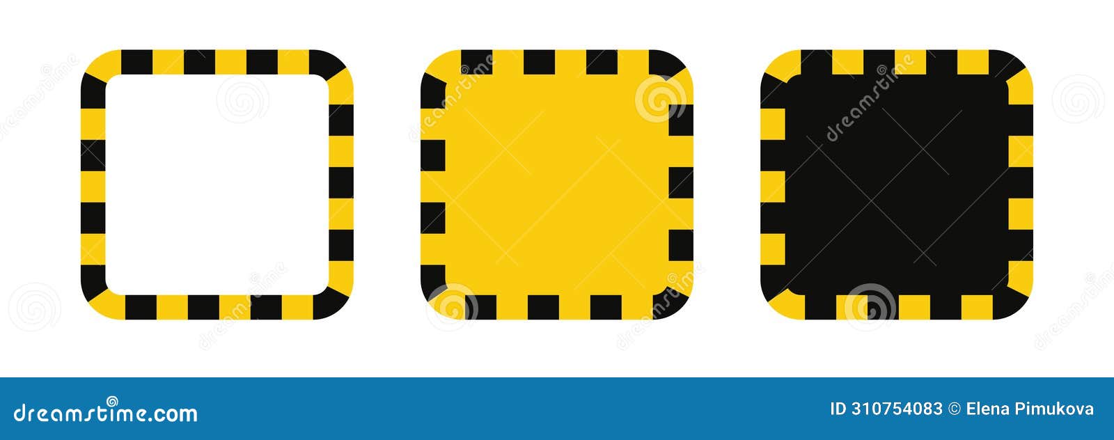 Warning Square Frame With Yellow And Black Diagonal Stripes. Rectangle ...