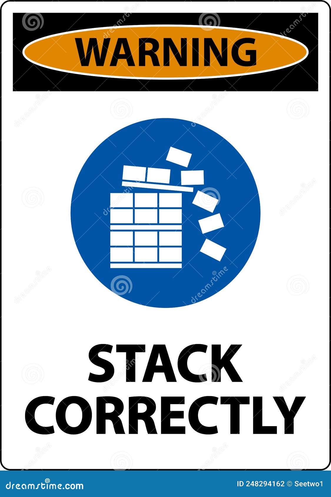 Warning Stack Correctly Sign on White Background Stock Vector ...