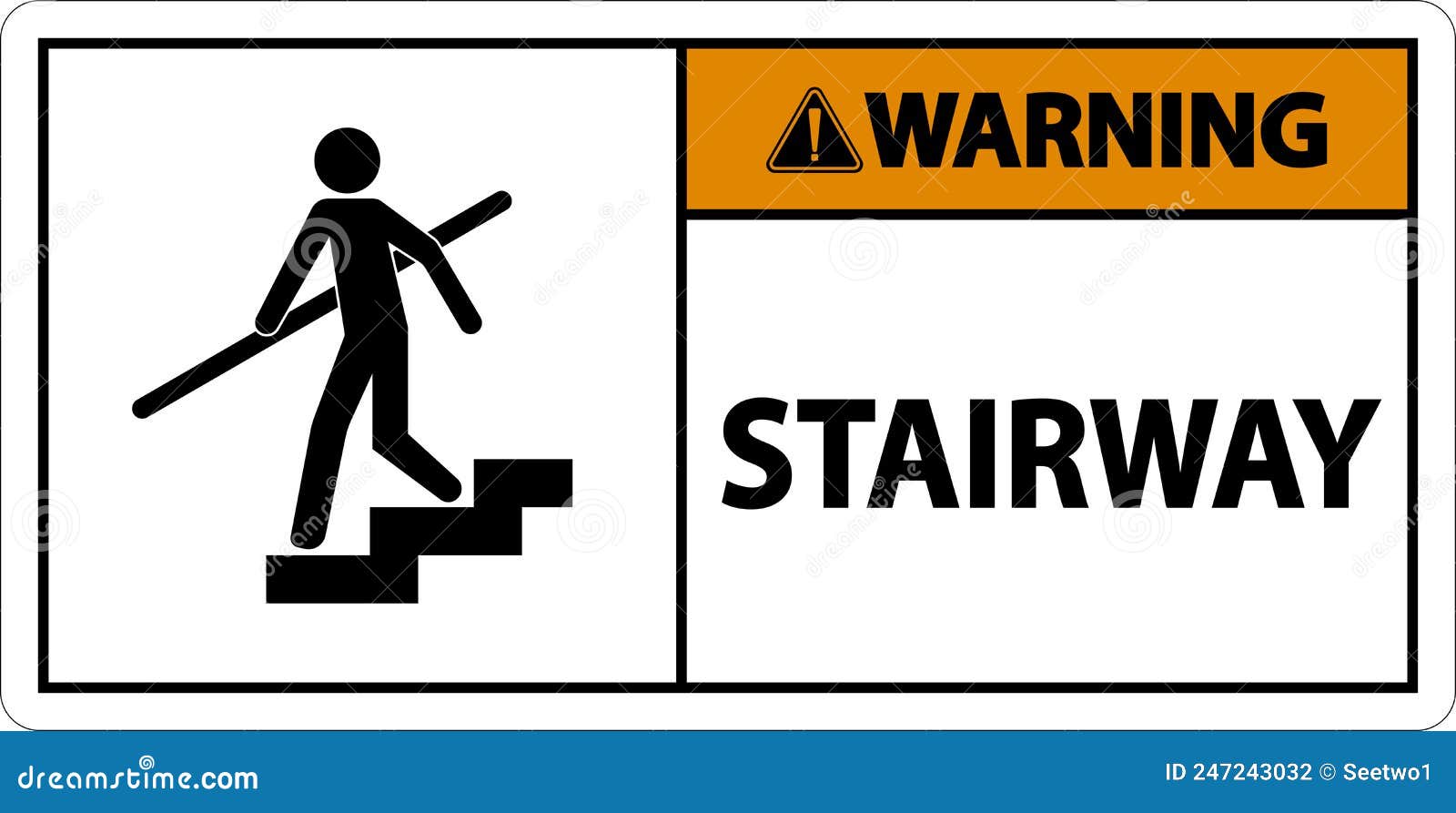 Warning Stairway Sign on White Background Stock Vector - Illustration ...