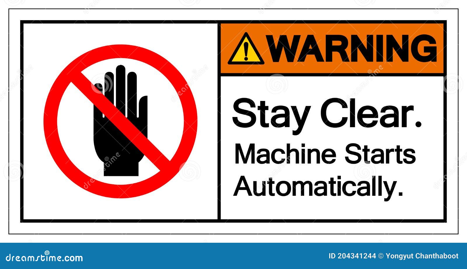 Warning Stay Clear Machine Starts Automatically Symbol Sign, Vector ...