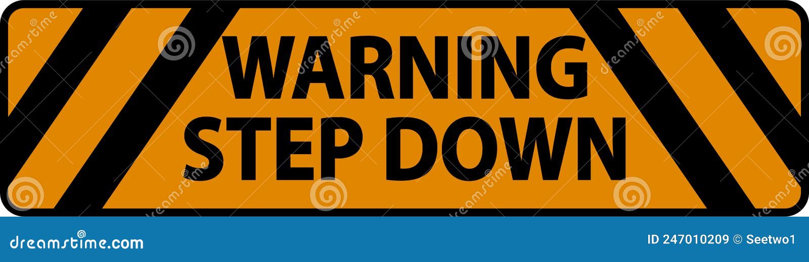 Warning Step Down Floor Sign on White Background Stock Vector ...