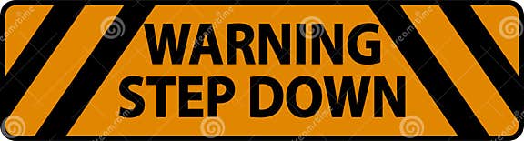 Warning Step Down Floor Sign on White Background Stock Vector ...