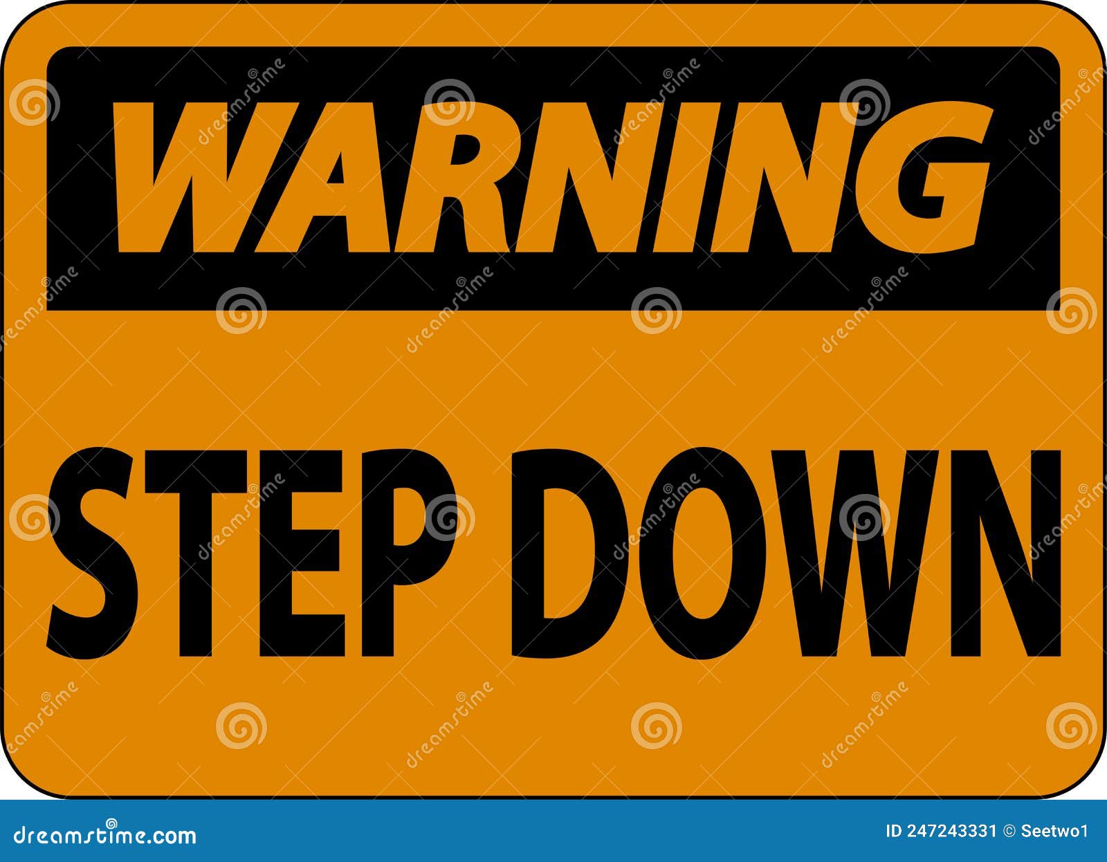 Warning Step Down Sign on White Background Stock Vector - Illustration ...