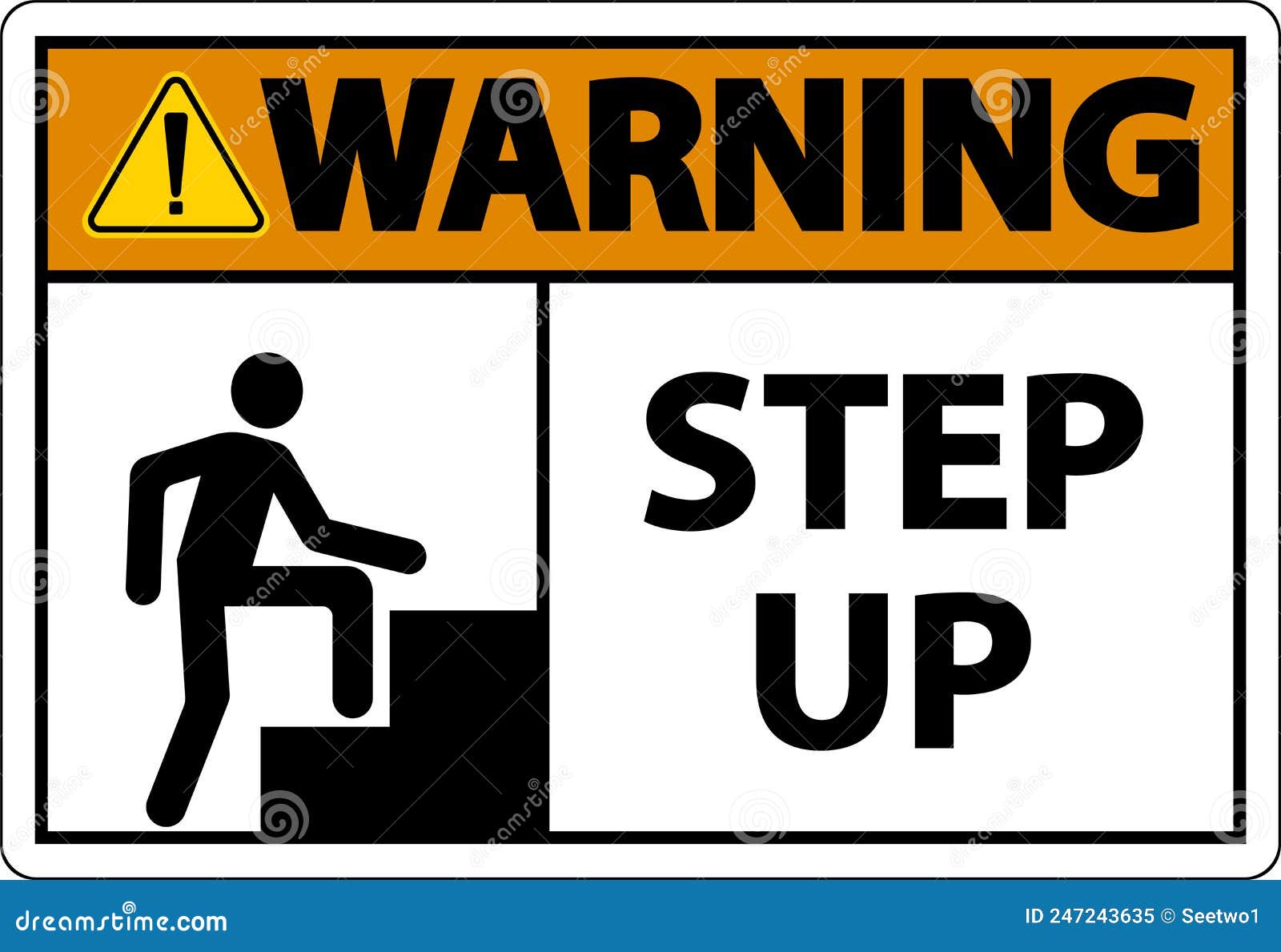 Warning Step Up Sign on White Background Stock Vector - Illustration of ...