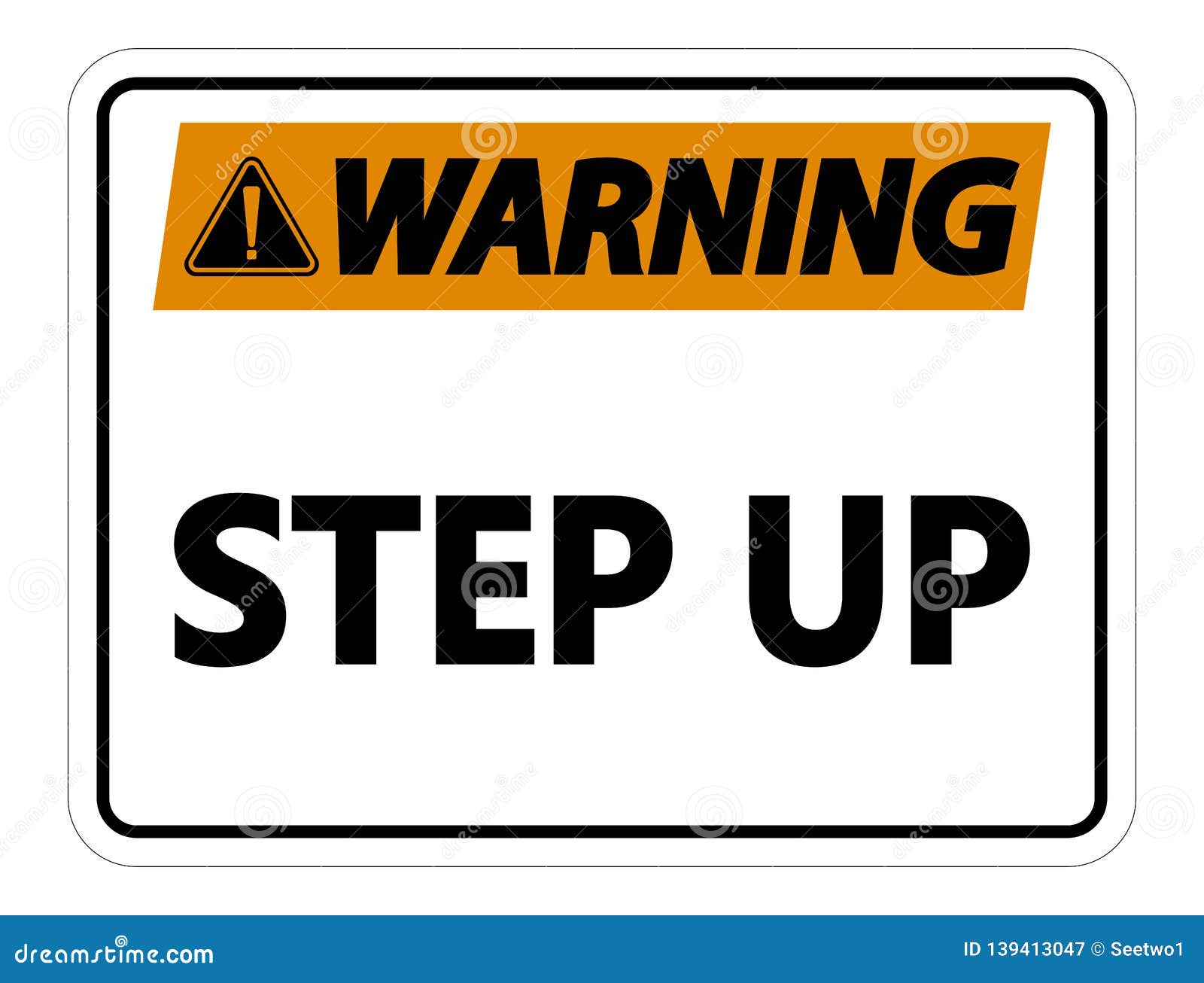 Warning Step Up Wall Sign on White Background Stock Vector ...