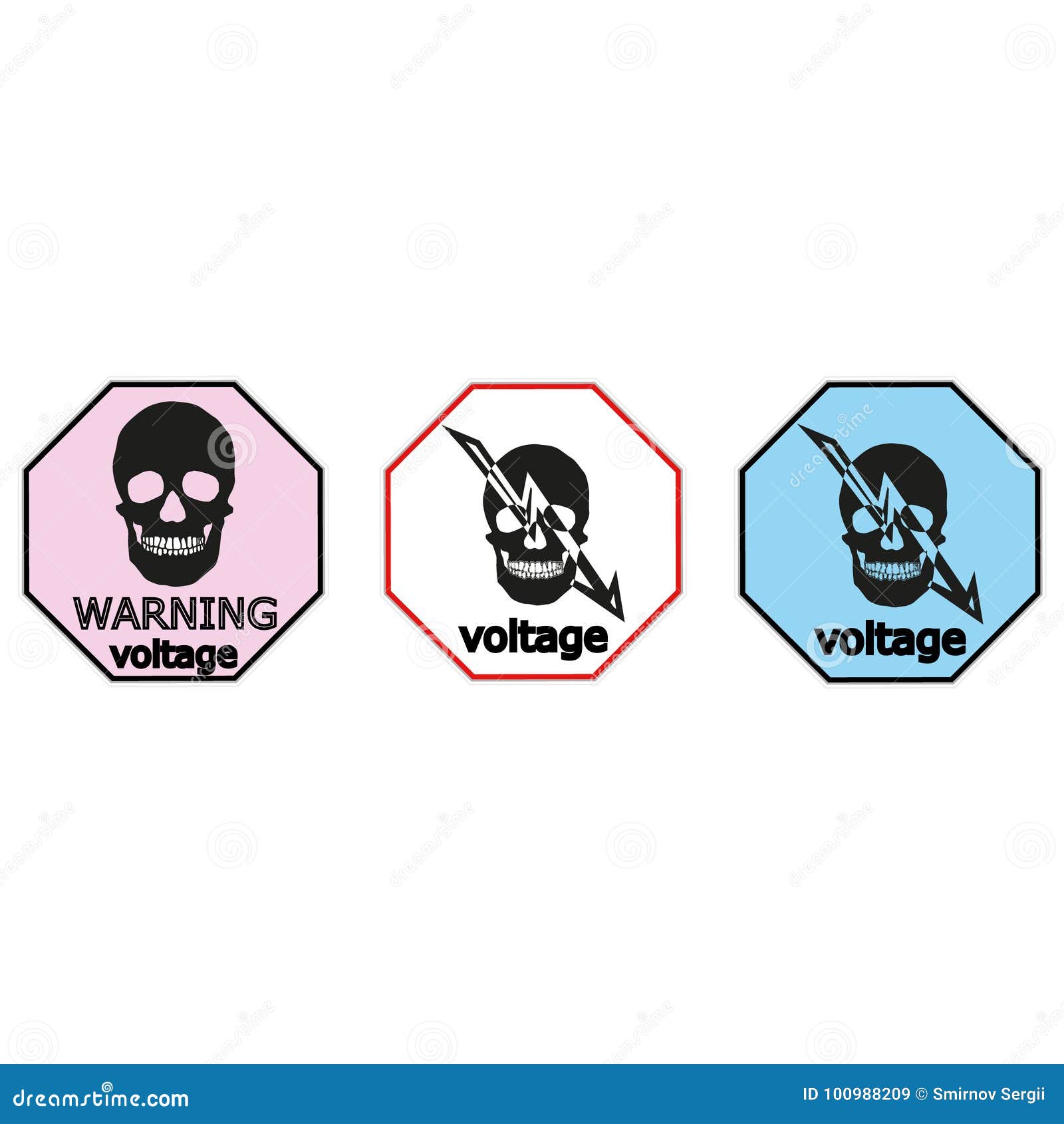 Warning Sticker Labels for Electrical Consumers Voltage Notice Stock ...