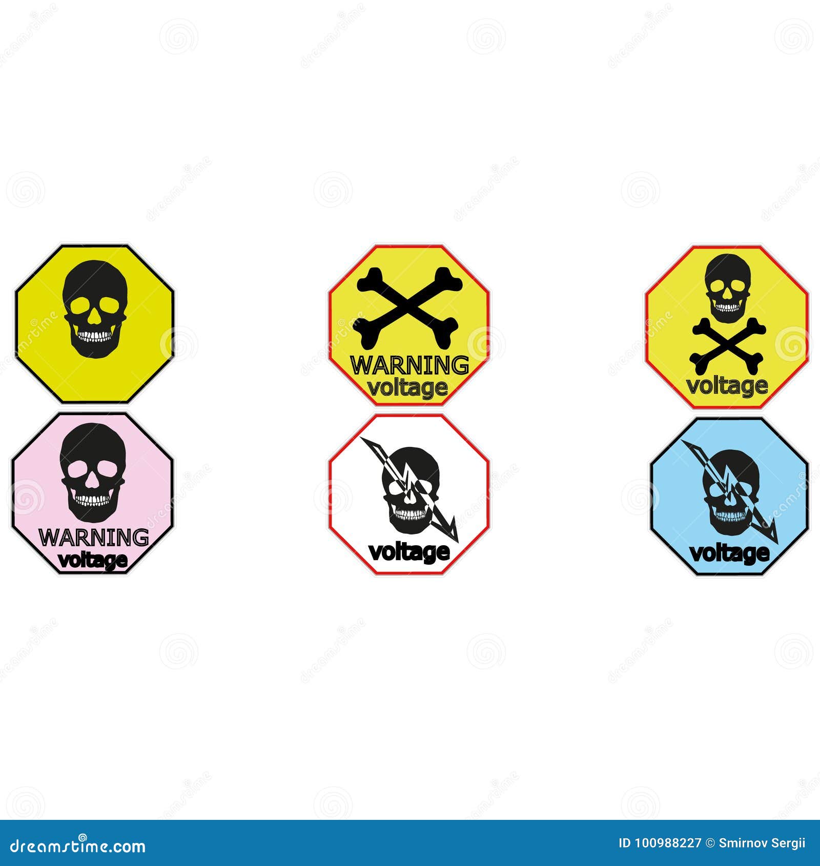 Warning Sticker Labels for Electrical Consumers Voltage Notice Stock ...