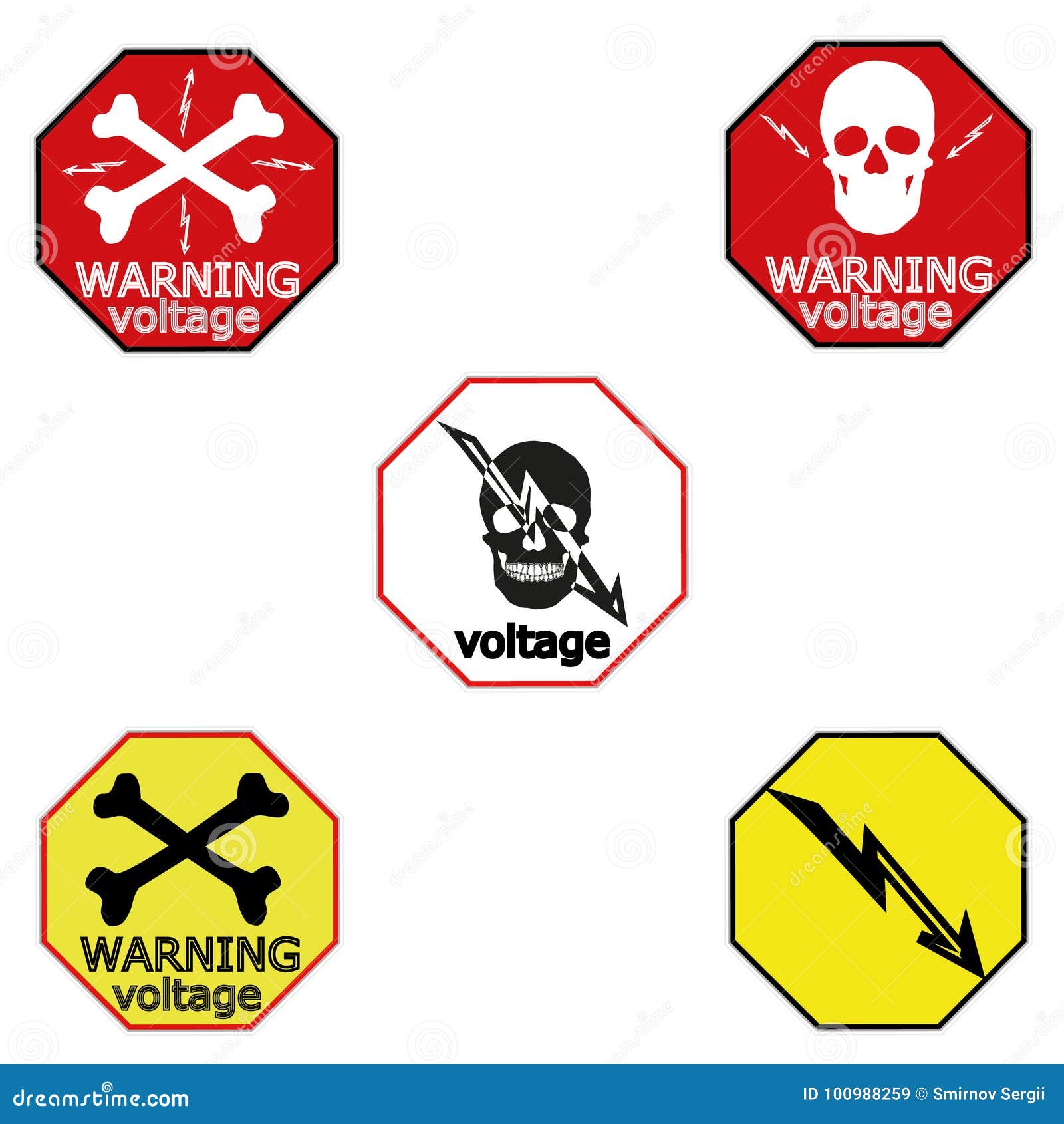 Warning Sticker Labels for Electrical Consumers Voltage Notice Stock ...