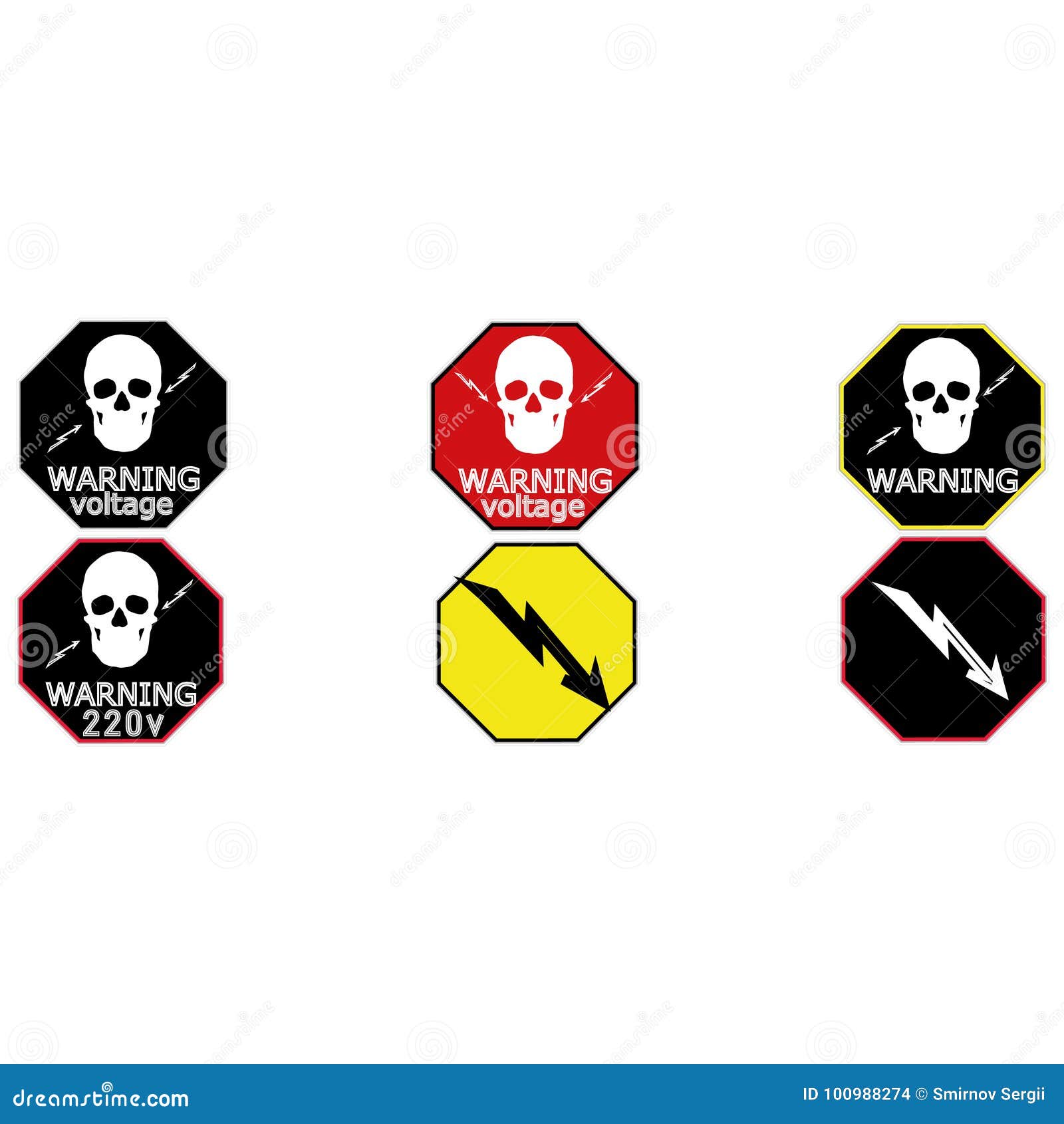 Warning Sticker Labels for Electrical Consumers Voltage Notice Stock ...