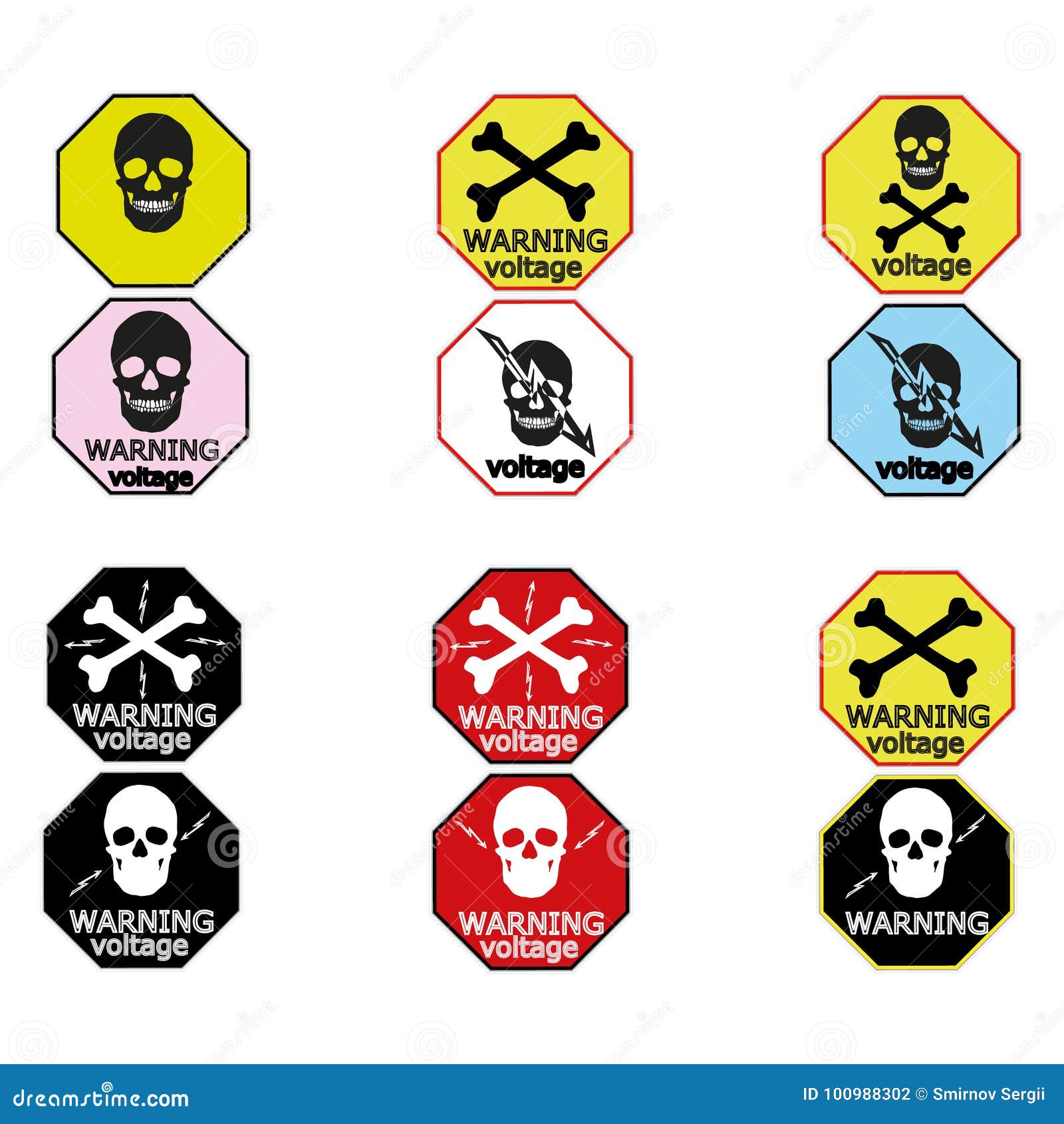 Warning Sticker Labels for Electrical Consumers Voltage Notice Stock ...