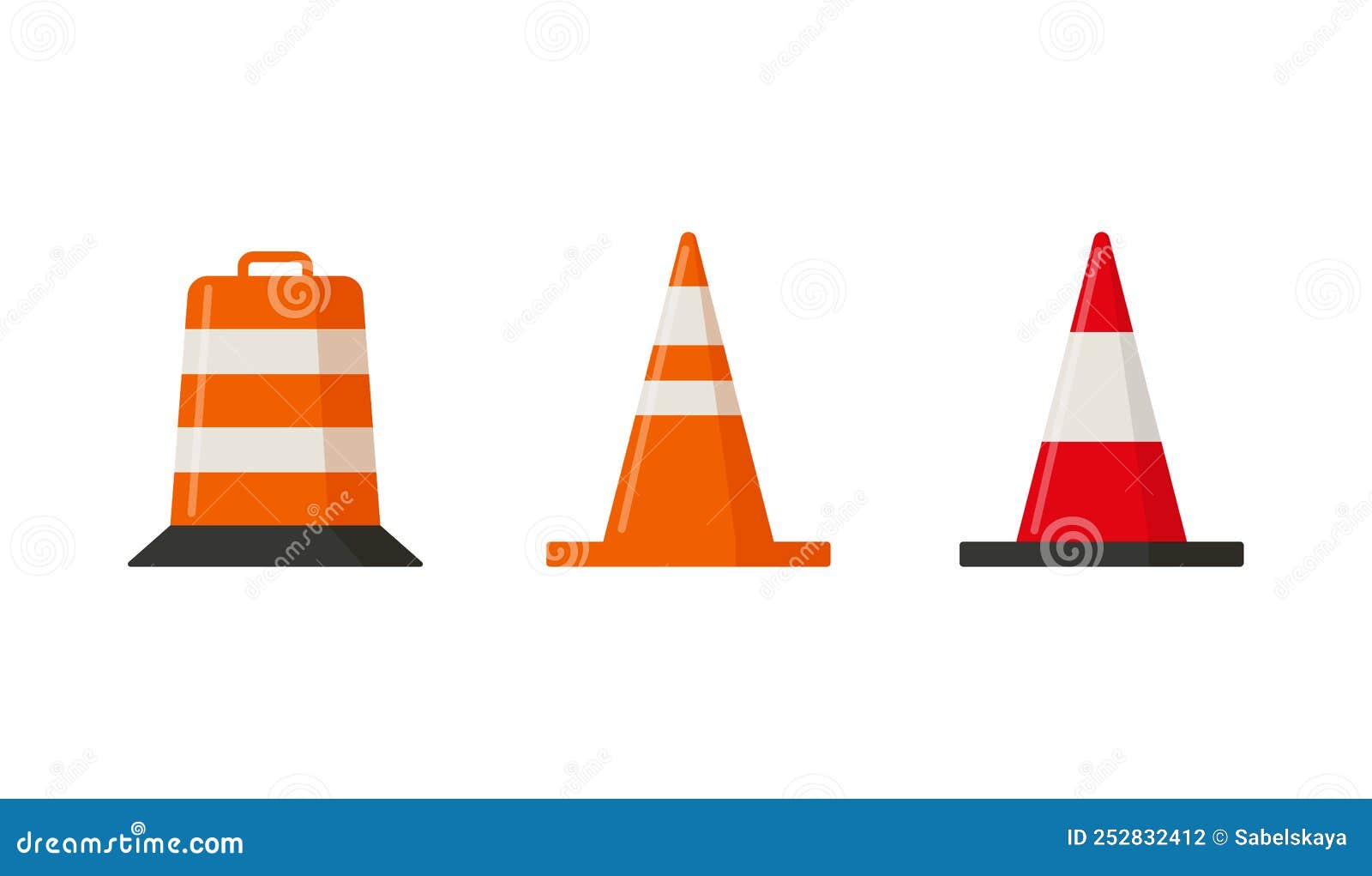 Warning Stop Road Signs Set, Flat Vector Illustration Isolated on White ...