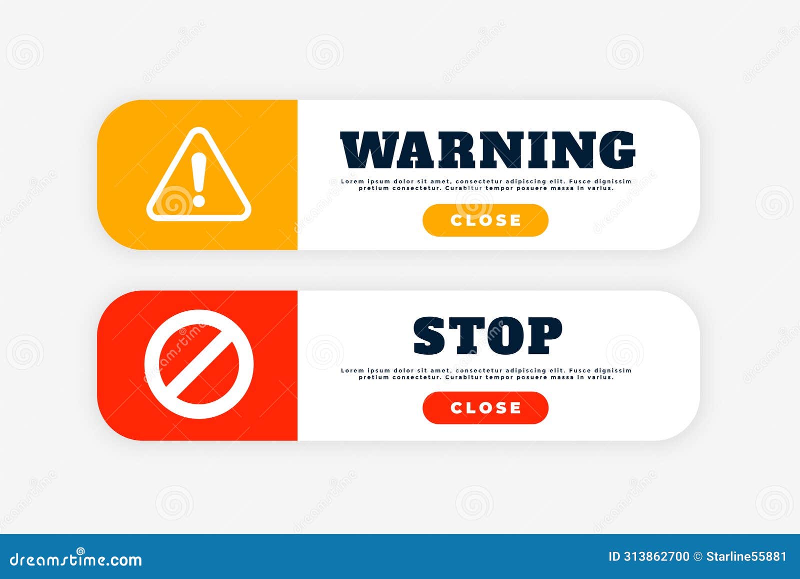 Warning and Stop Sign Button for Web Purpose Stock Vector ...