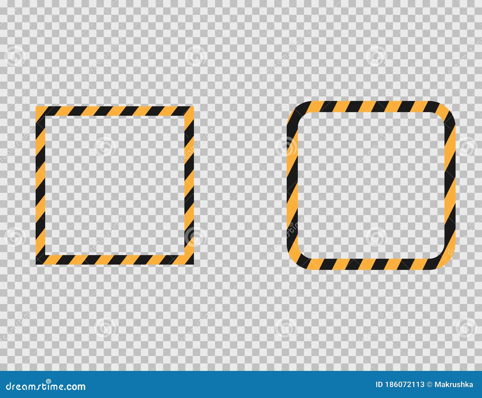 Warning Striped Frame. Square Template with Black and Yellow Stripes ...