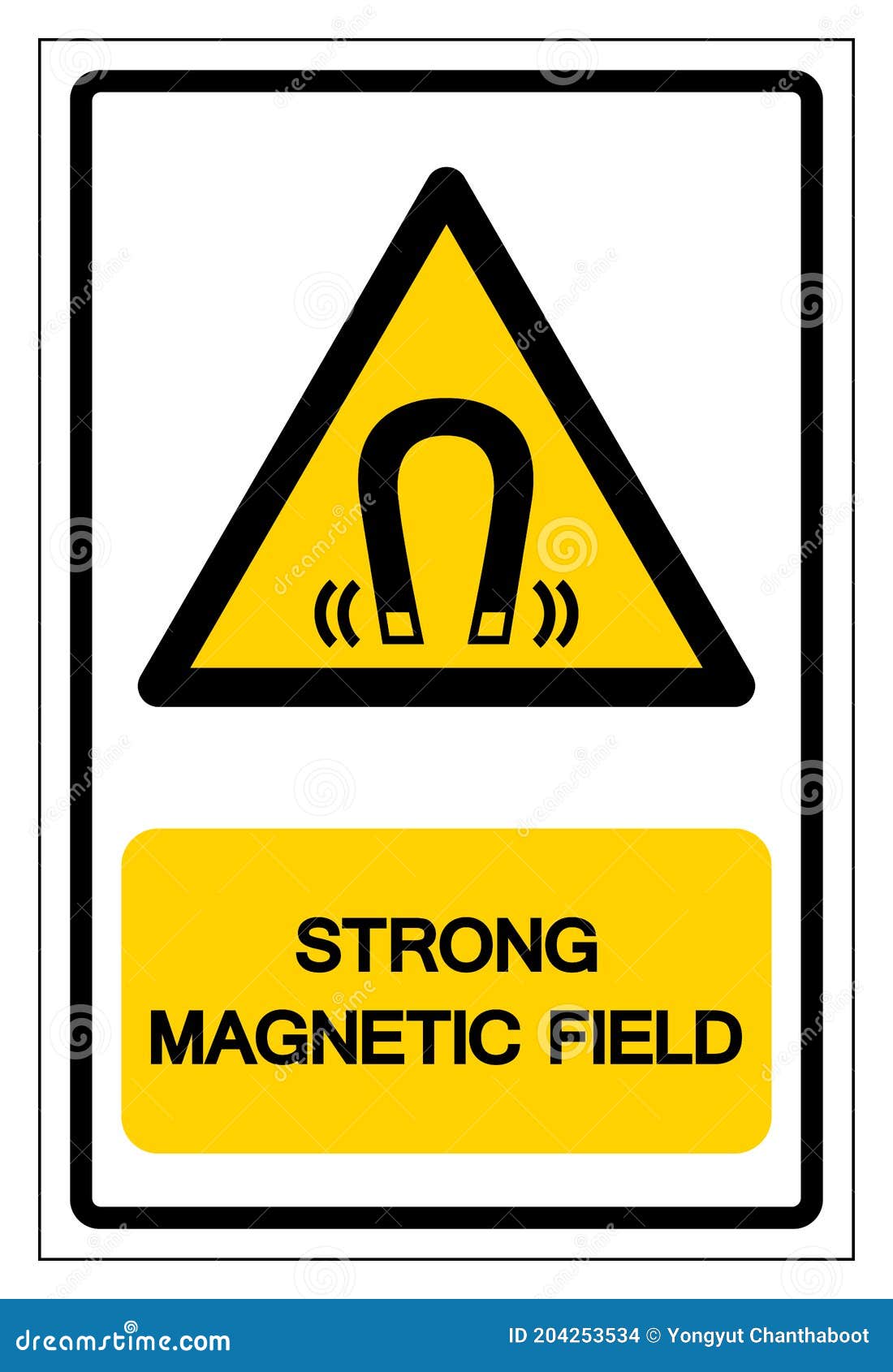 Warning Strong Magnetic Field Symbol Sign, Vector Illustration, Isolate ...