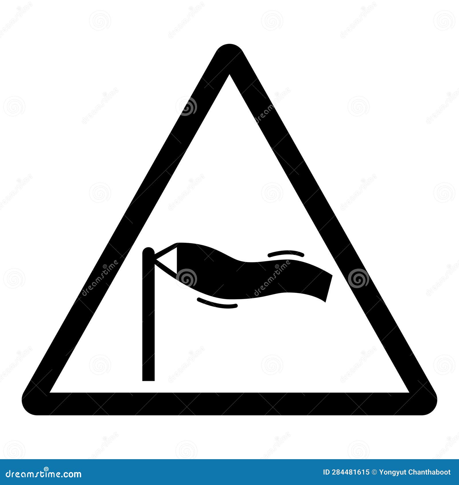 Warning, Strong Winds. Yellow Triangle Warning Sign With Wind Pictogram ...