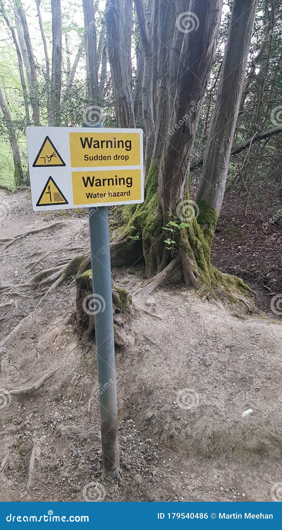 Warning Sudden Drop Water Hazard Sign. Stock Photo - Image of hazard ...