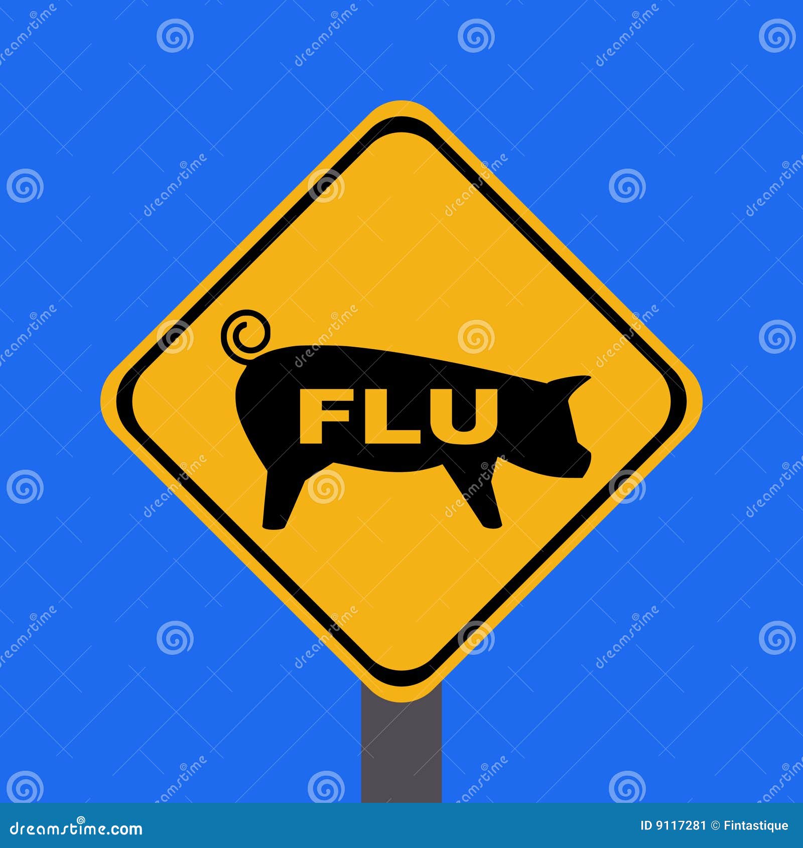 Warning swine flu sign stock vector. Illustration of silhouette - 9117281