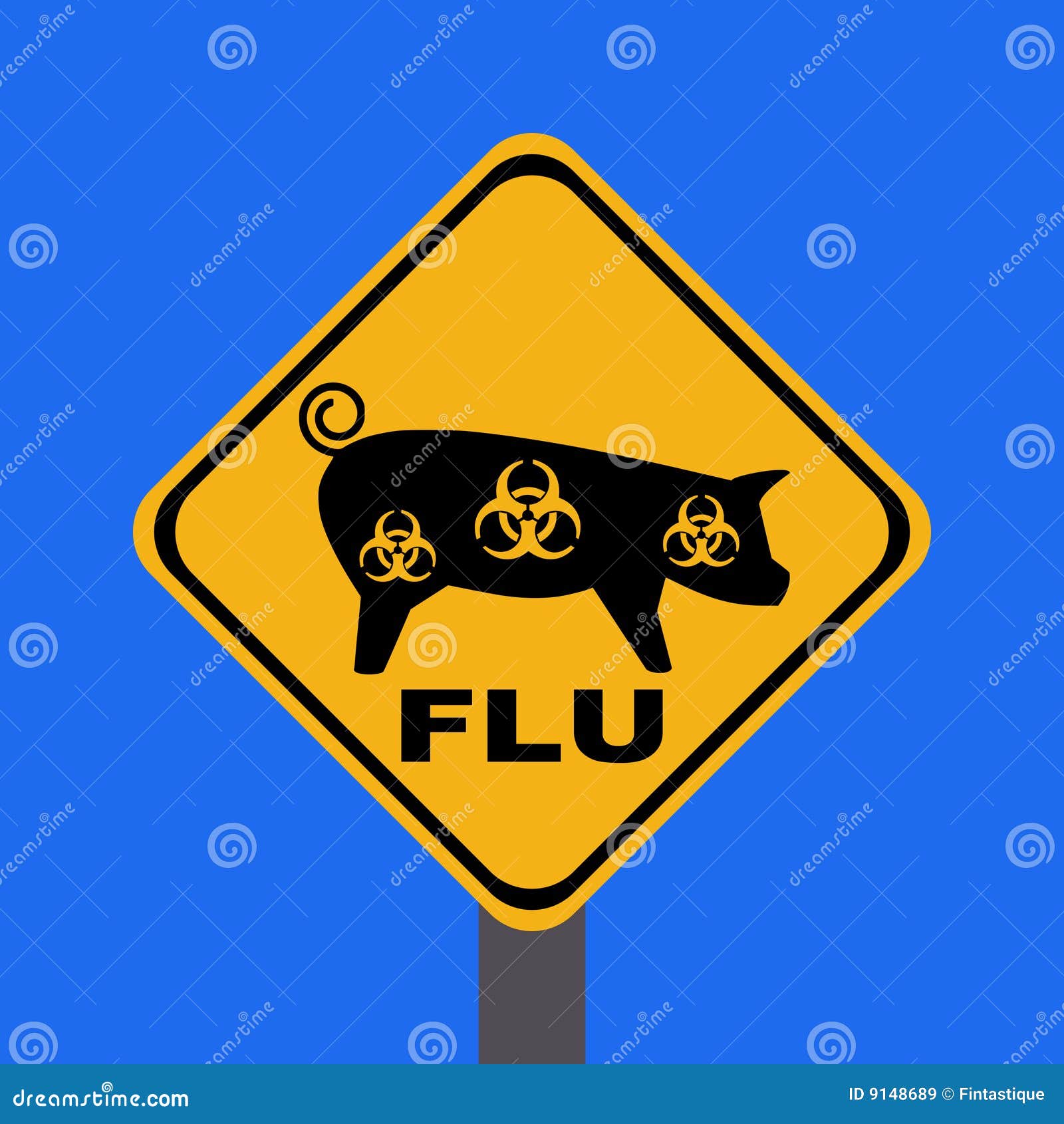Warning swine flu sign stock vector. Illustration of sign - 9148689
