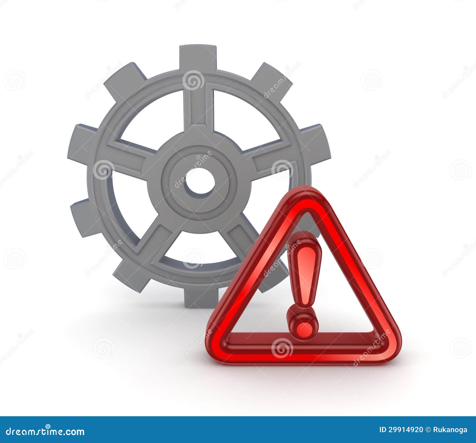 Warning Symbol and Grey Gear. Stock Illustration - Illustration of ...
