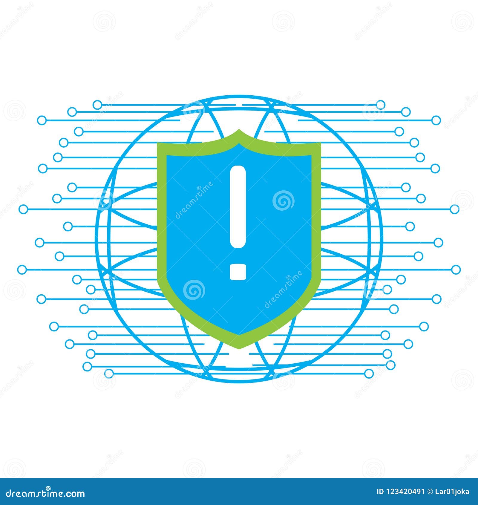 Warning Symbol On A Shield. Cyber Security Stock Vector - Illustration ...