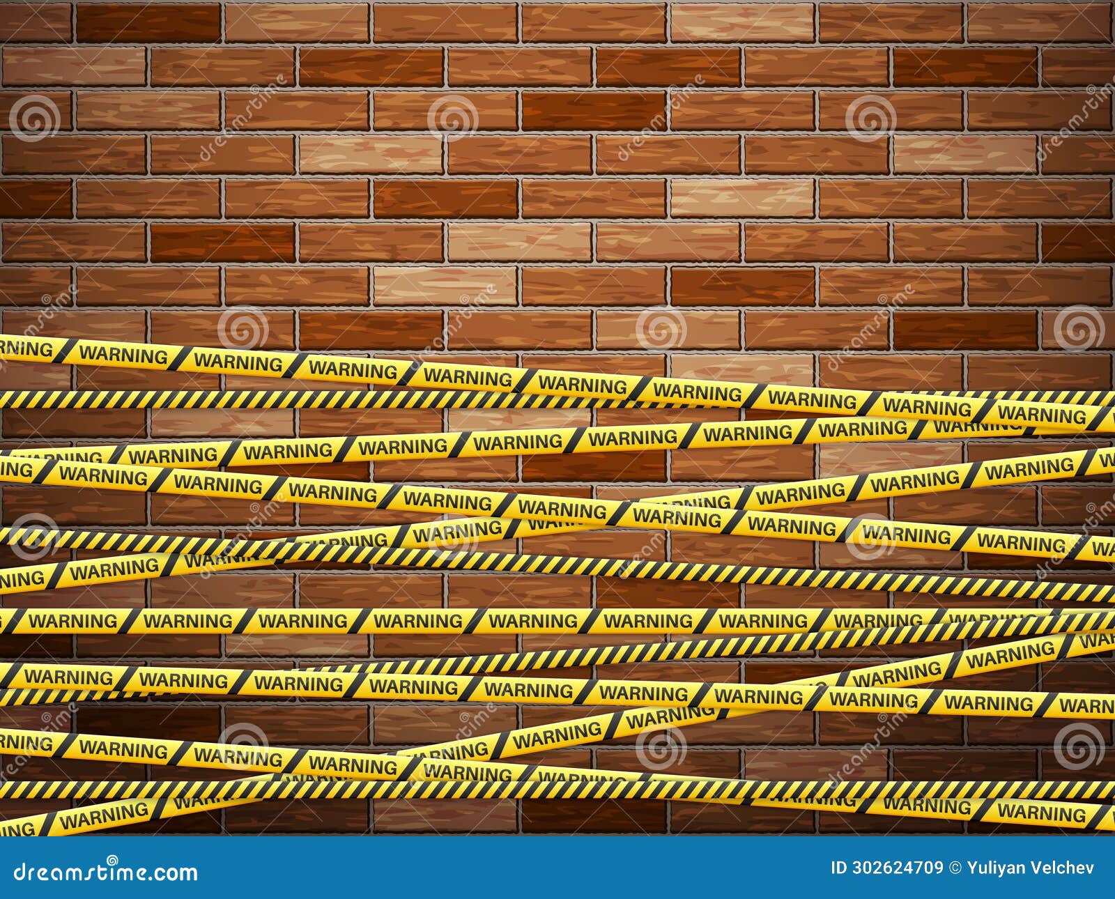 Warning Tape on Bricks Background Stock Vector - Illustration of ...