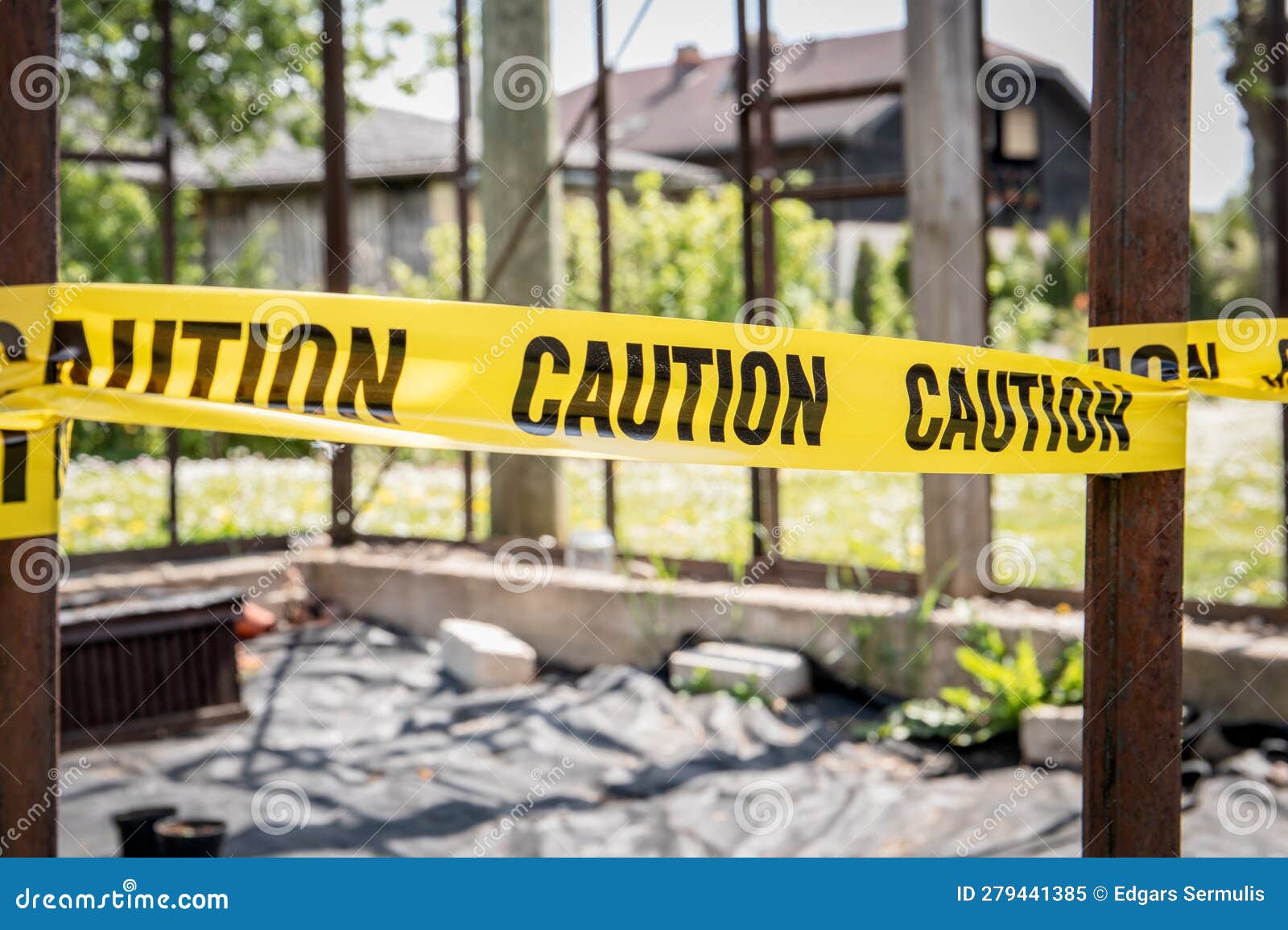 Warning Tape. Demarcated Area Stock Image - Image of environment ...