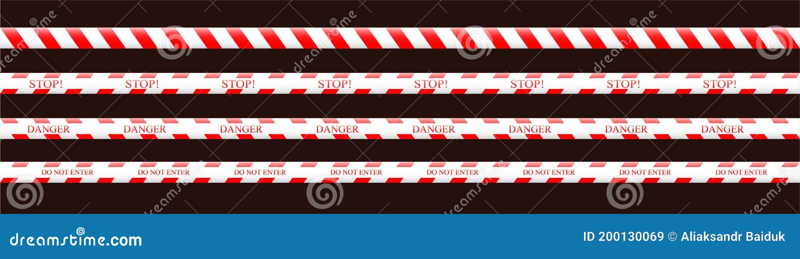 Warning Tape in Red and White and Stop, Danger, Do Not Enter. Danger ...