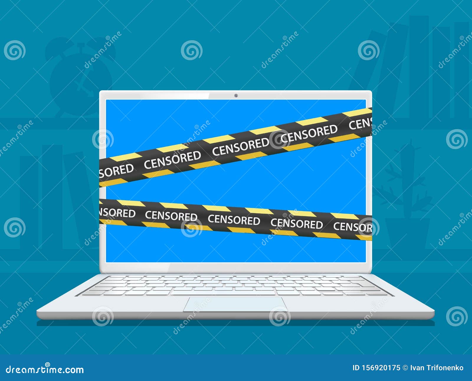 Warning Tape with the Word Censorship on the Screen Stock Vector ...