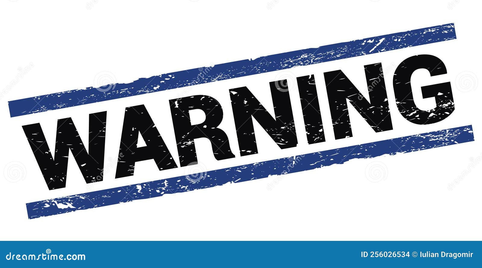 WARNING Text on Black-blue Rectangle Stamp Sign Stock Illustration ...