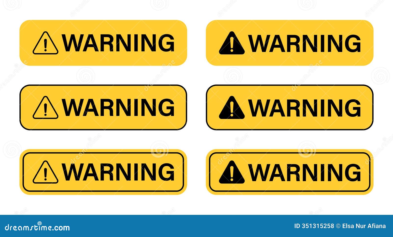 Warning Text Icon Set in Flat Design. Alert, Danger Caution Sign Symbol ...